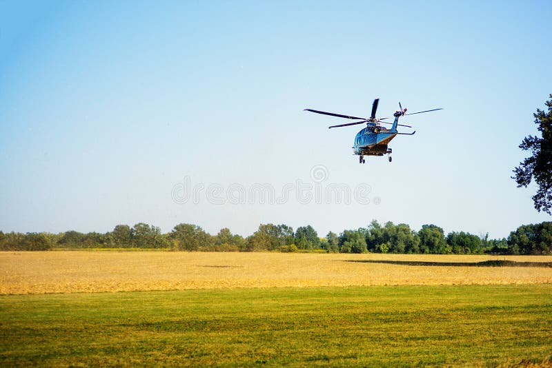 Helicopter start stock photo. Image of blue, landing - 193678644