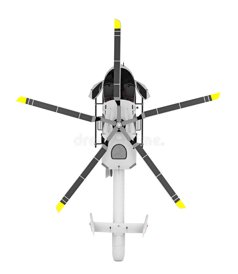 Helicopter Top View Isolated on White Stock Illustration - Illustration ...