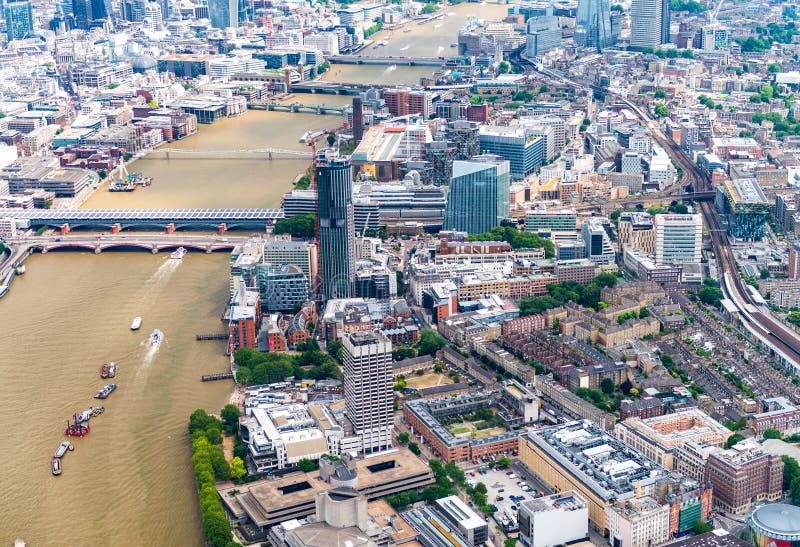 Helicopter View of London and River Thames Stock Photo - Image of ...