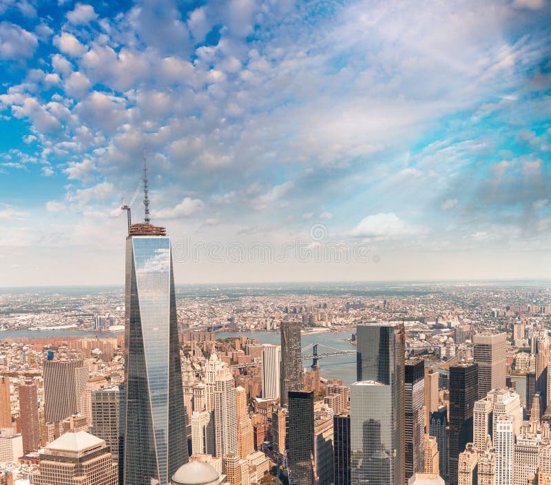 Helicopter View of Lower Manhattan on a Sunny Day Editorial Stock Image ...