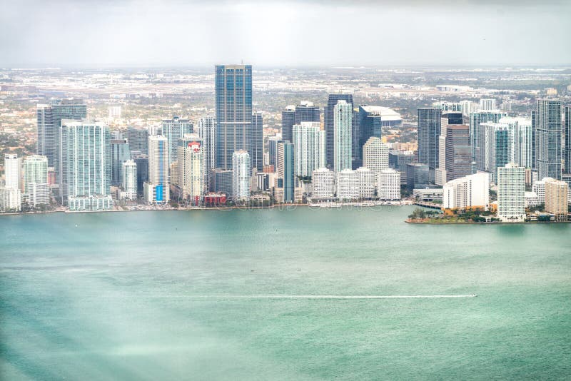 Helicopter View of Miami Buildings, Florida - USA Stock Photo - Image ...