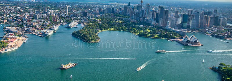 Helicopter View of Sydney Harbour on a Beautiful Morning, Australia ...