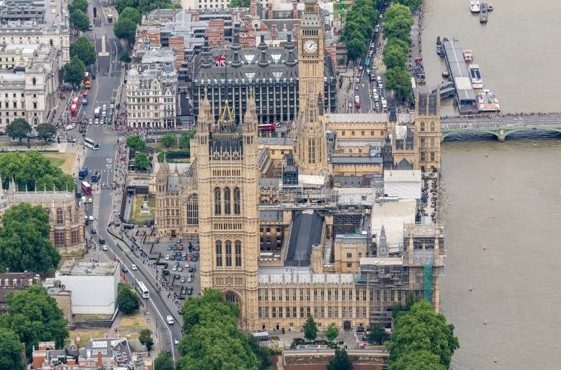 Helicopter View of Westminster Palace, London Stock Image - Image of ...