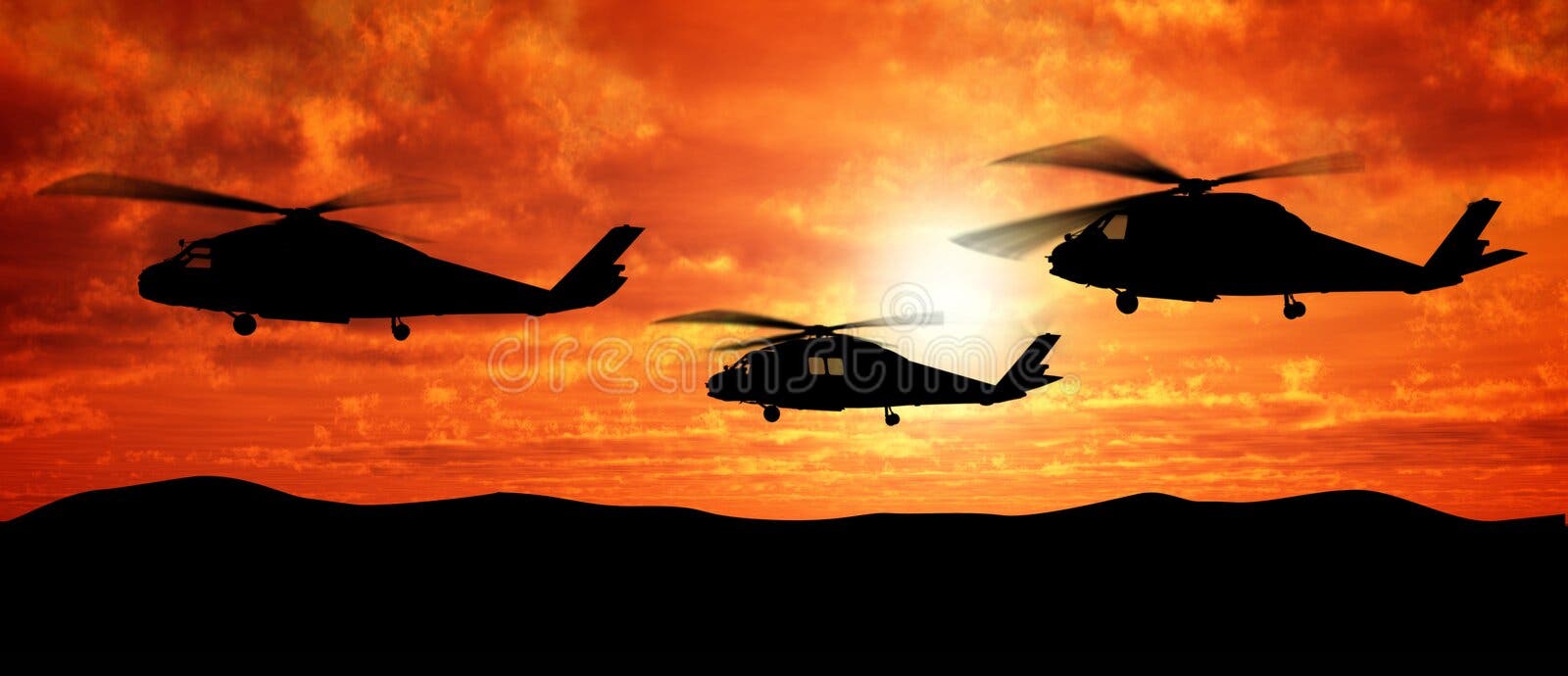 Apache Helicopter Formation Stock Photo - Image of flight, army: 3072468