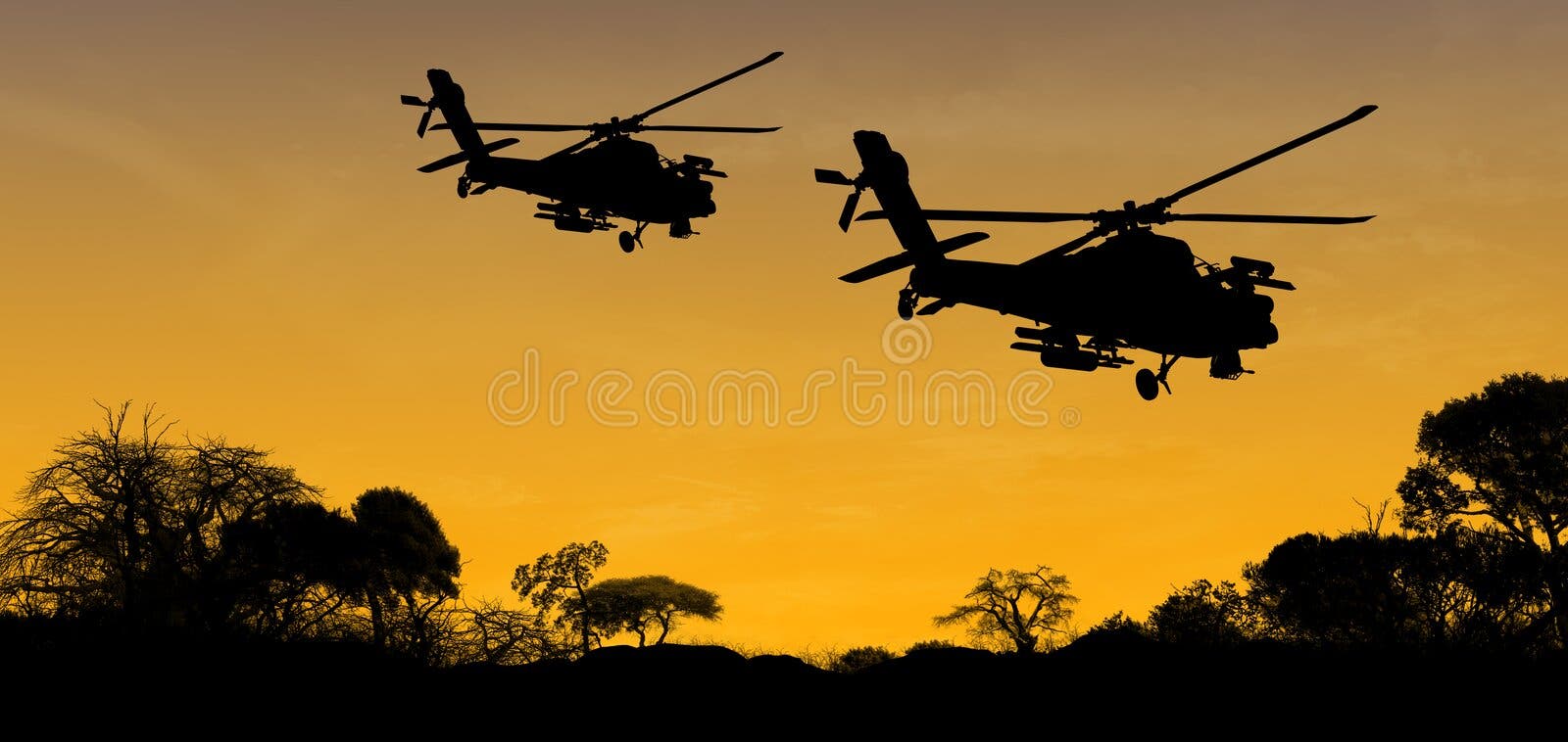Apache Helicopter Formation Stock Photo - Image of flight, army: 3072468