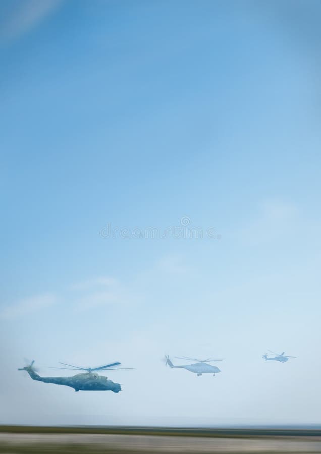Helicopters Speed Flying Silhouettes Stock Illustration - Illustration ...