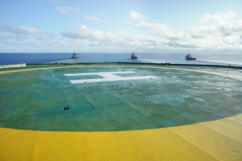 Helideck of Offshore Drilling Rig while Rig Move Stock Photo - Image of ...