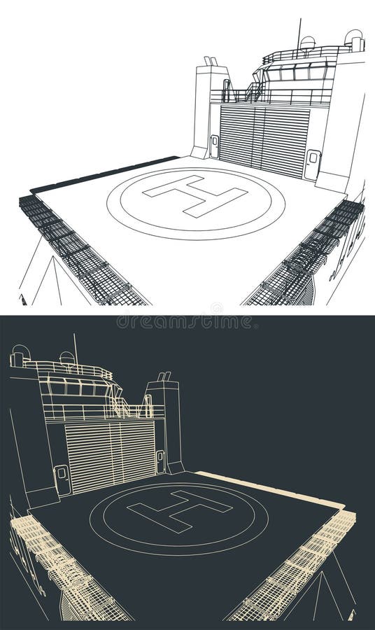 Helipad on an Expedition Ship Close-up Stock Vector - Illustration of ...