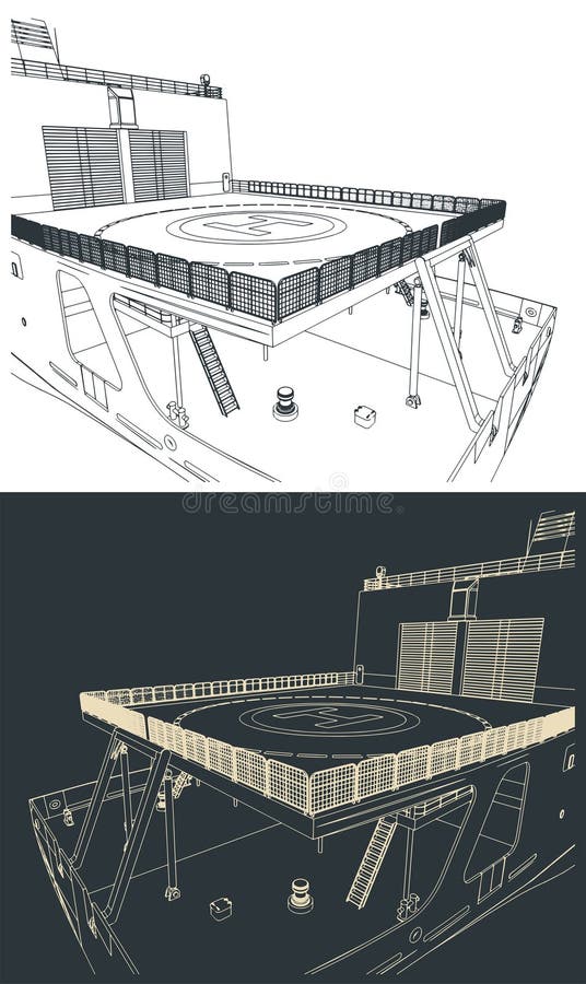 Helipad on an Research Expedition Ship Close-up Stock Vector ...
