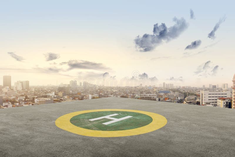 The Helipad in the Rooftop of the Building Stock Image - Image of ...