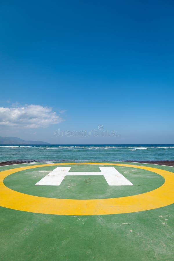 Helipad by the Sea, Helicopter Landing Site on Ocean Stock Photo ...