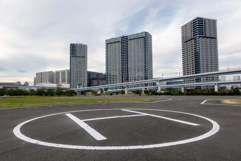 Heliport, Japan Tokyo Landscape Arkivfoto - Bild av start, livräddande ...