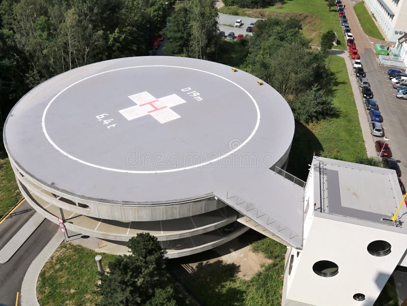 Heliport in a hospital stock photo. Image of cross, genoa - 54881530