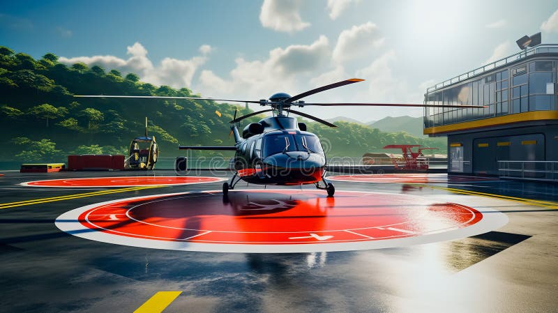 Heliport outdoors stock illustration. Illustration of flying - 295498714