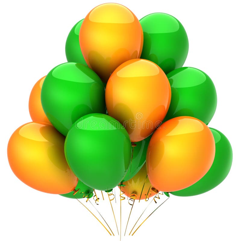 Orange Helium Balloons (Hi-Res) Stock Illustration - Illustration of ...