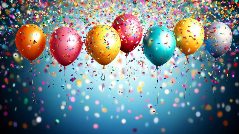 Helium Balloons and Sparkling Confetti Create a Vibrant Celebration ...
