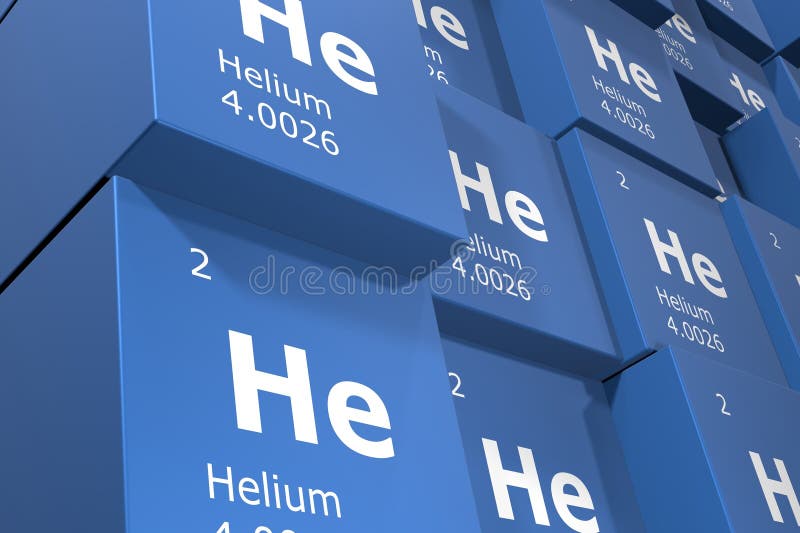 Helium, 3D Rendering of Cubes of Symbols of the Elements of the ...