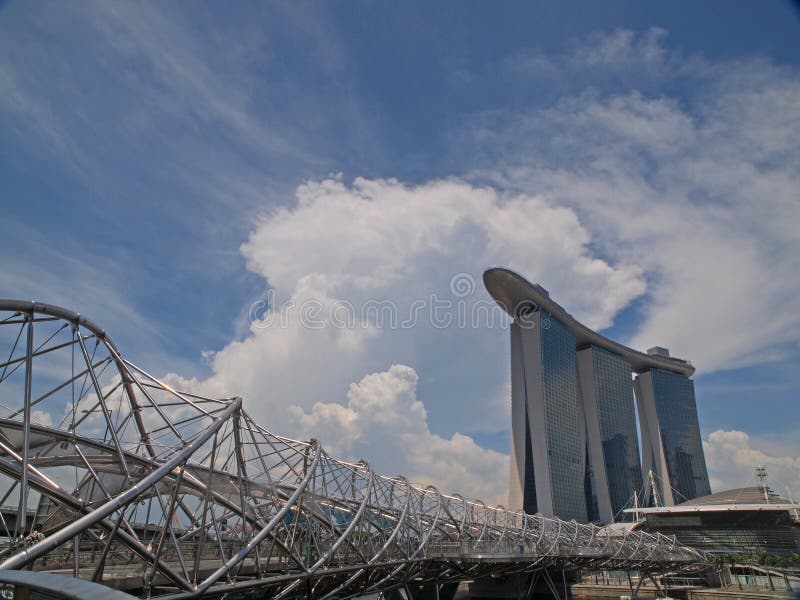 The Helix Bridge & MBS Singapore Editorial Stock Photo - Image of ...