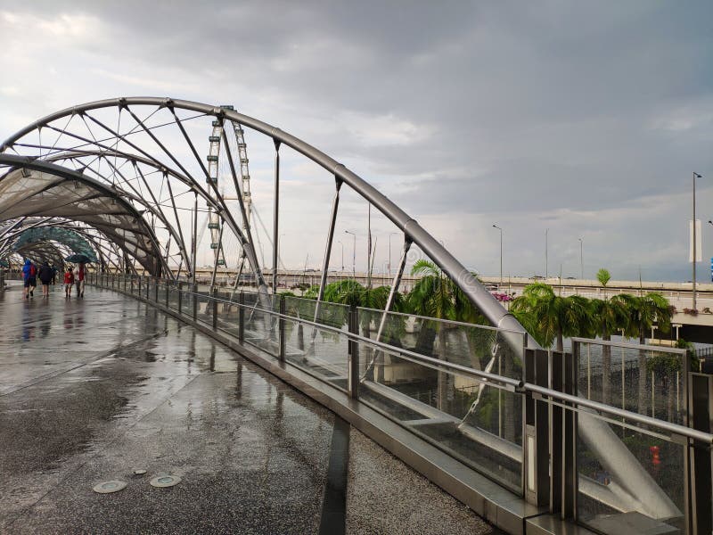 Helix Bridge Under the Rain in Singapore Editorial Image - Image of ...