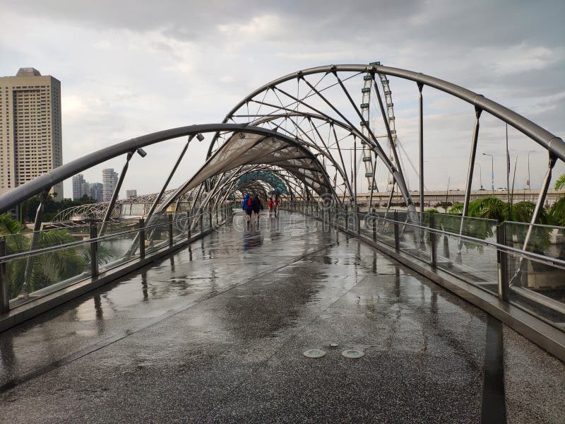 Helix Bridge Under the Rain in Singapore Editorial Photography - Image ...