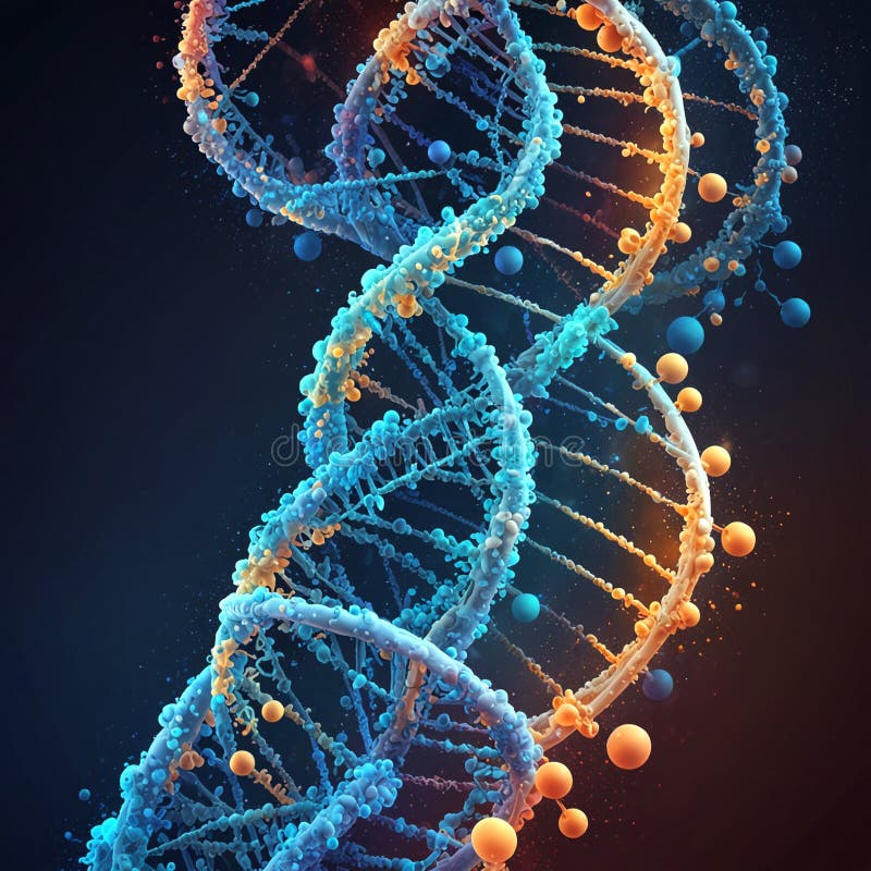 Helix Structure of Abstract DNA Design on Gray Background Stock ...