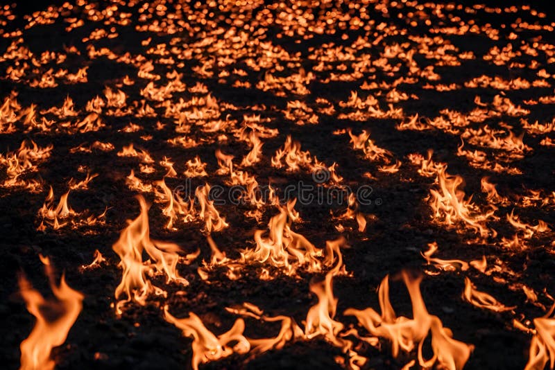 Hell Fire on Black Background. a Buring Landscape with Fire on the ...