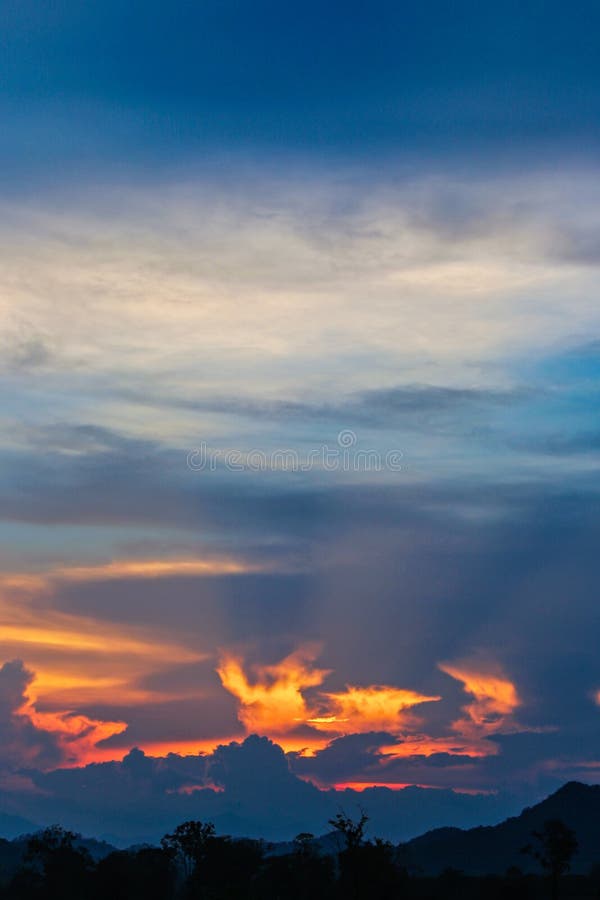 Hell in Heaven Colorful Clouds Silhouette Blue Sky Background Evening ...