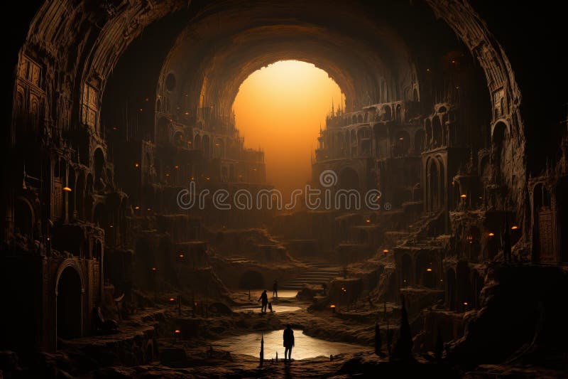 Hell Illustration. Religious Devil Fire. Afterlife of Sinners is with ...