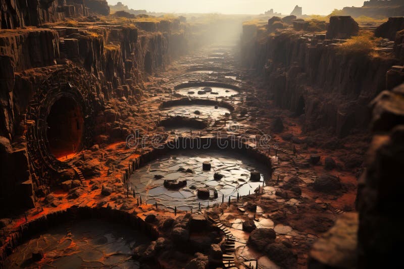 Hell Illustration. Religious Devil Fire. Afterlife of Sinners is with ...