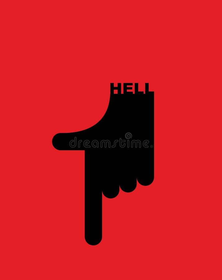 Hell Pointer Hand. Direction Down Stock Vector - Illustration of icon ...