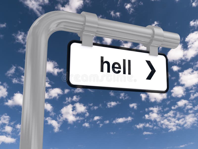 Hell road sign stock illustration. Illustration of three - 36766749