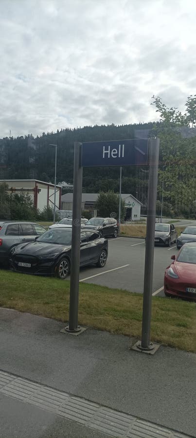 Hell Train Station Norway Sign Editorial Stock Photo - Image of station ...