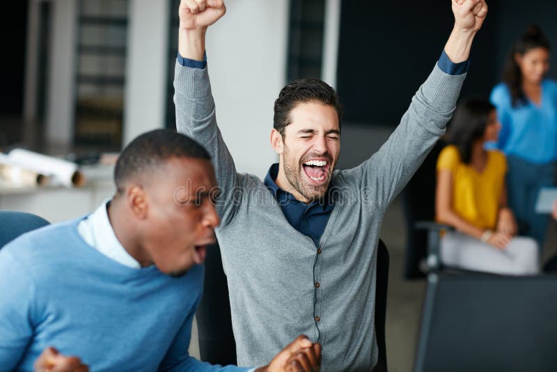 Hell Yeah. Two Businessmen Cheering in the Office. Stock Photo - Image ...