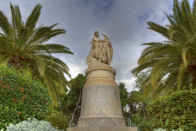 Hellas and Lord Byron Statue in Athens Stock Photo - Image of artistic ...