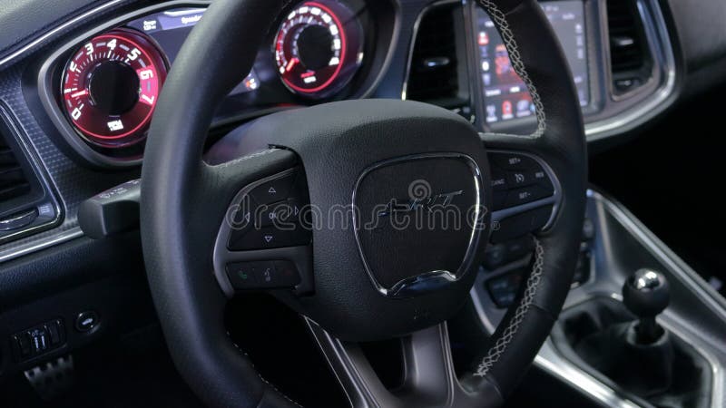 Hellcat SRT cockpit editorial photo. Image of cluster - 176186231