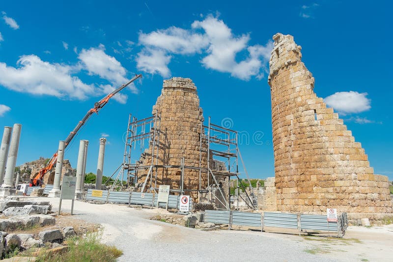 Hellenic Gate in the Ancient City of Perge. Ruins of the Ancient City ...