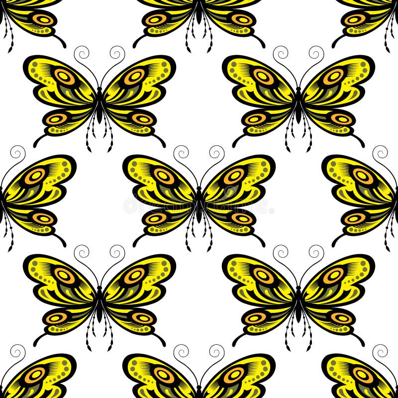 Schmetterlinge Und Nahtlose Muster Der Motte Eingestellt Vektor ...