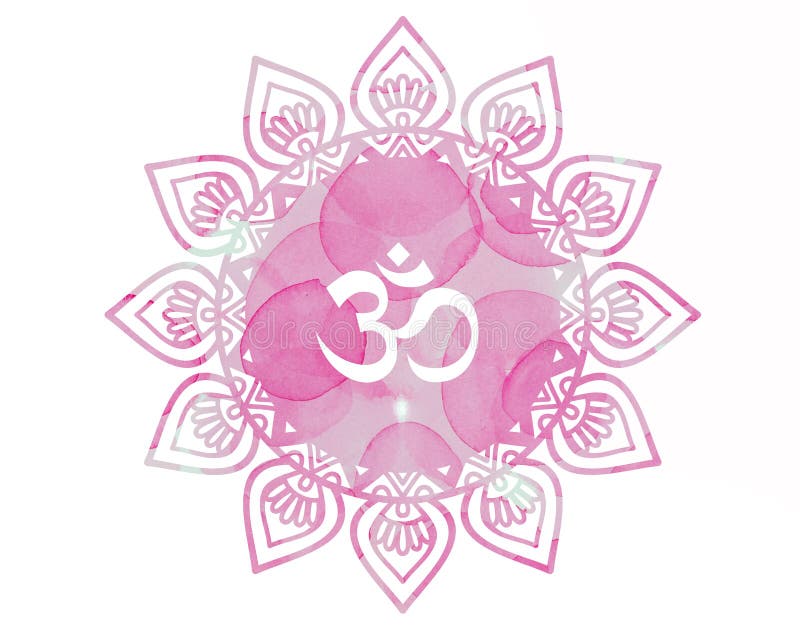 Helles Rosa Symbol Aquarellmandala OM Aum Stock Abbildung ...