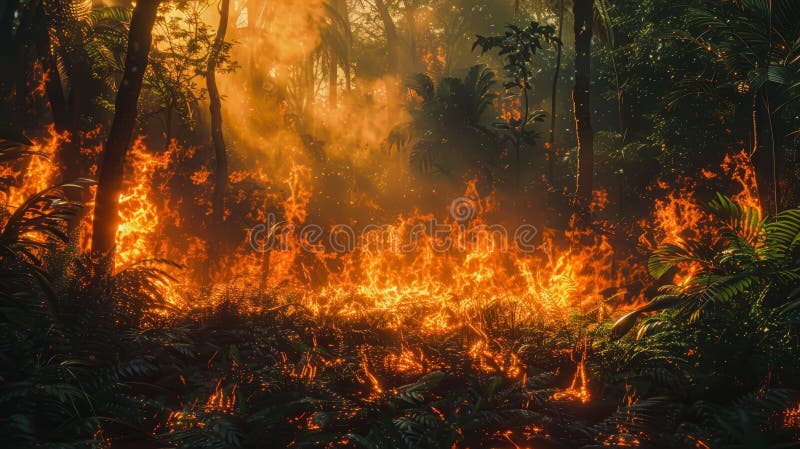 Hellfire: Tongues of Fire in the Embrace of the Forest. Generated by AI ...