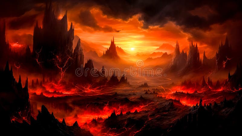 Red Hellish Heat of Flame Will Burn in Hell Stock Illustration ...