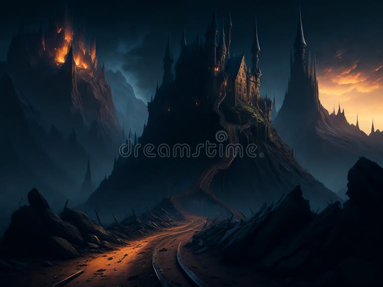 Hellish Landscape Background, Generative Ai Stock Illustration ...