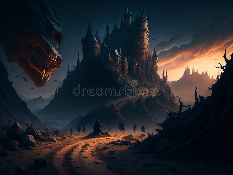 Hellish Landscape Background, Generative Ai Stock Illustration ...