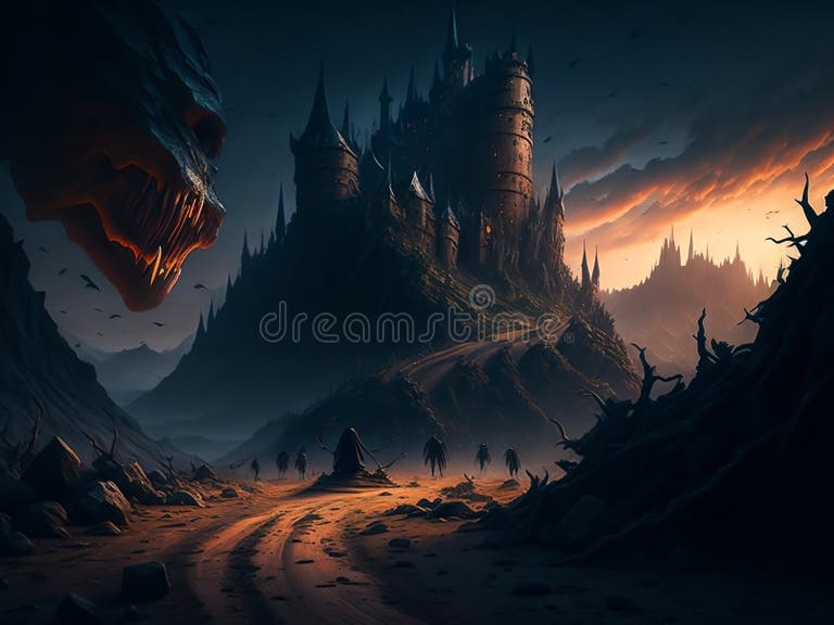 Hellish Landscape Background, Generative Ai Stock Illustration ...