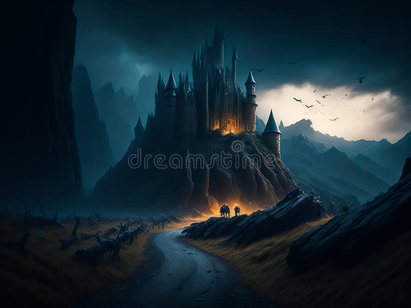 Hellish Landscape Background, Generative Ai Stock Illustration ...
