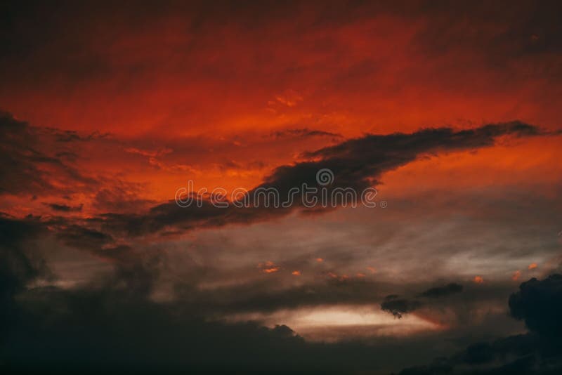 Hellish Scenery of Abstract Clouds in the Crimson Sky Stock Image ...