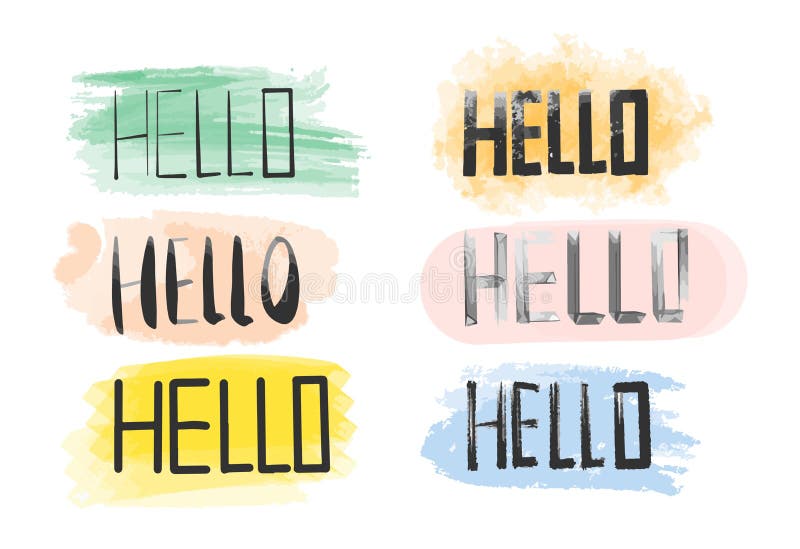 Hand Written Pack of Hello Word Stock Illustration - Illustration of ...
