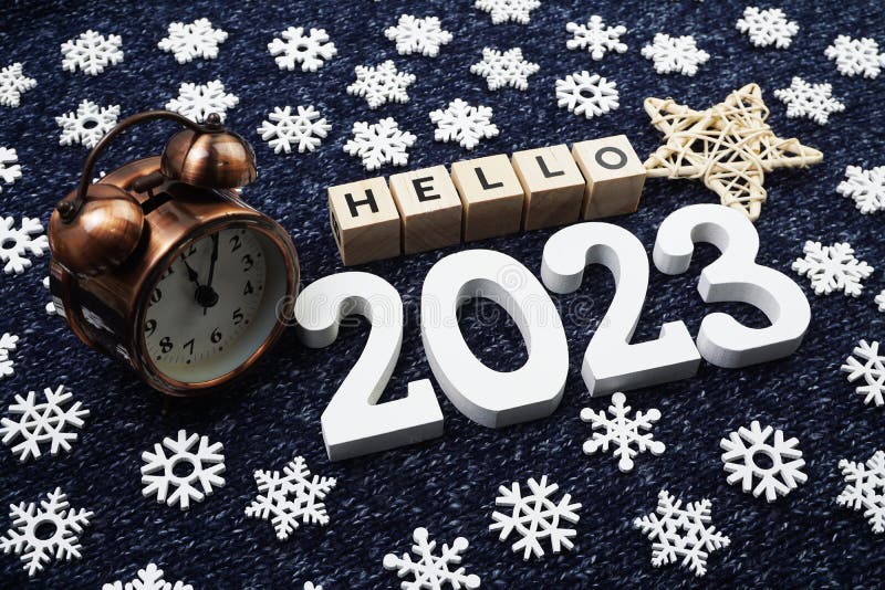 Hello 2023 Alphabet Letter with LED Cotton Balls on Green Background ...