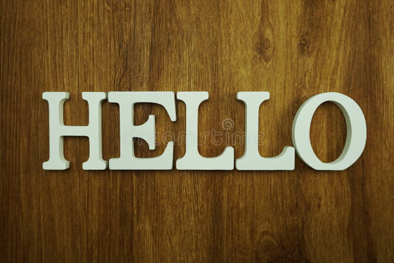Hello Alphabet Letter with Space Copy on Wooden Background Stock Image ...
