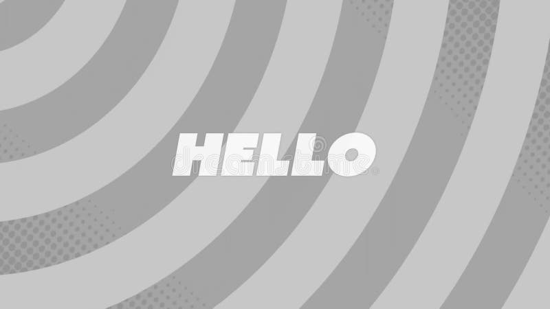 Hello Animation with Curved Lines and Dotted Patterns Over Gray ...