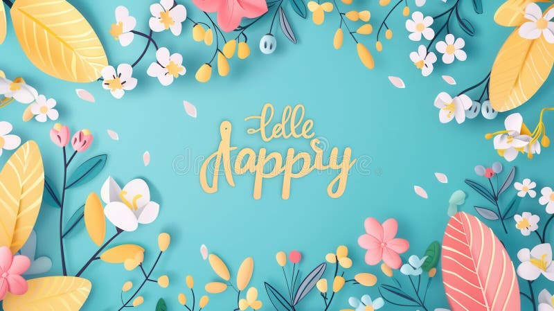 Hello April Floral Wallpaper. Spring Inspired Design Stock Photo ...